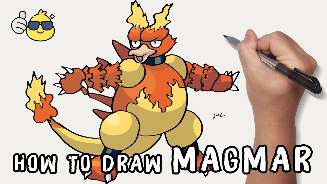 How to Draw Pokemon Magmar (ブーバー Boober) Easy Step by Step | Duc Draw ...