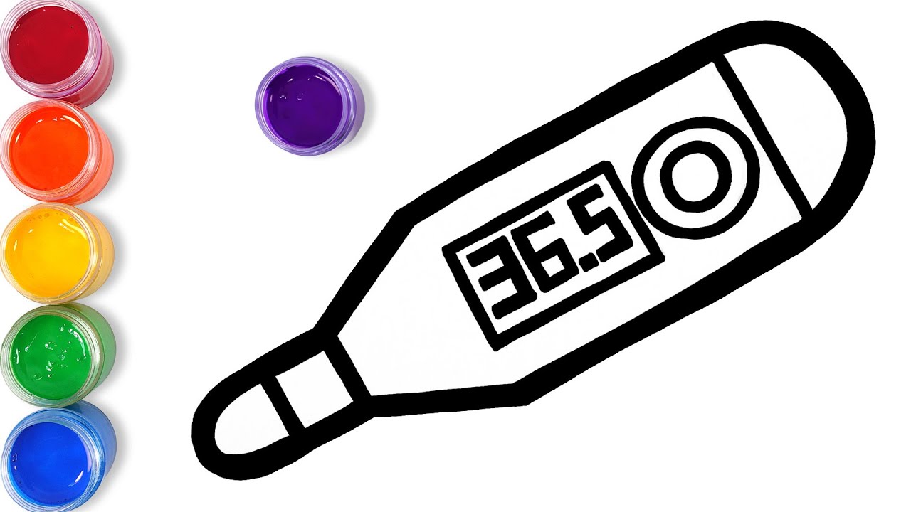 Let's learn to glitter Thermometer drawing and coloring for kids ...