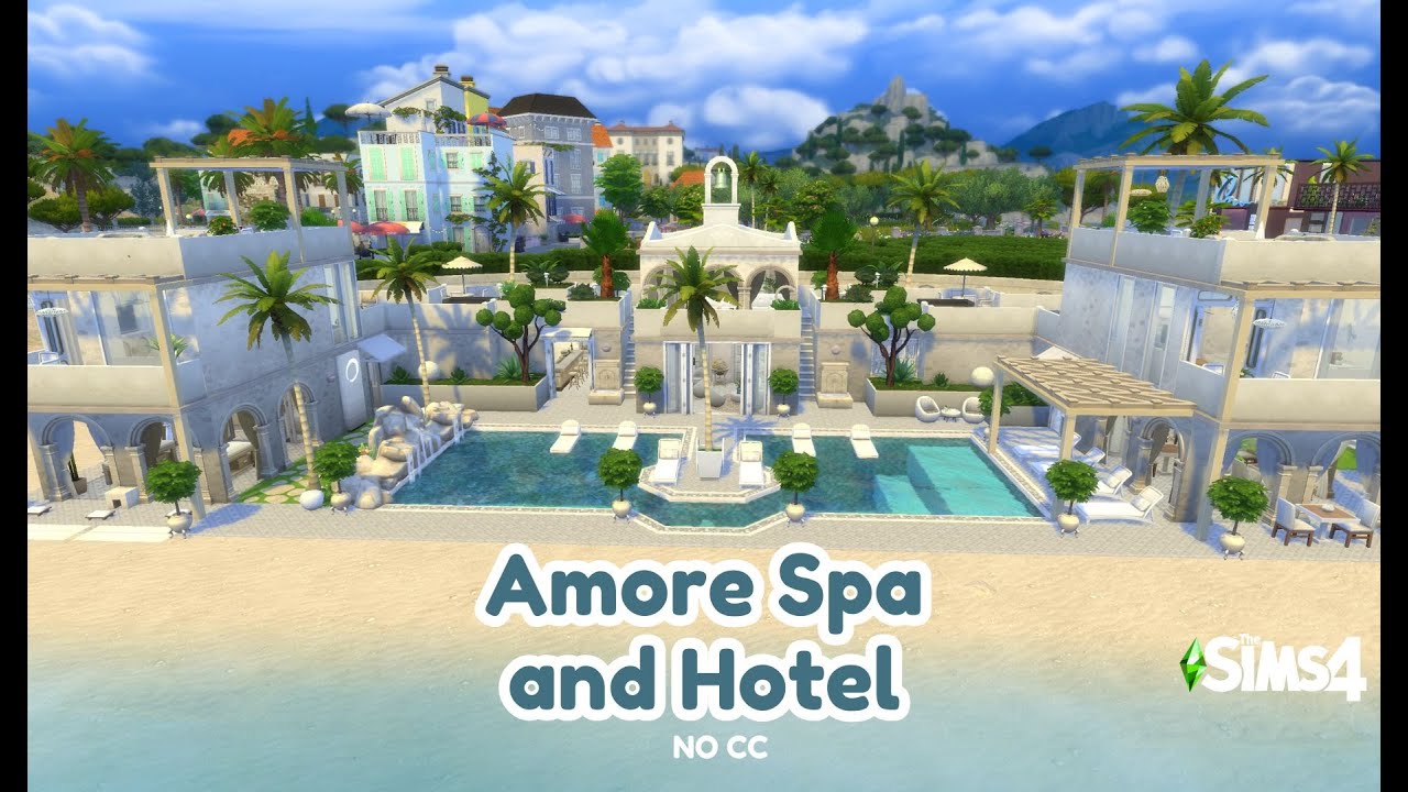 The Amore Spa and Hotel Sims 4 Speed build Live and Work - YouTube