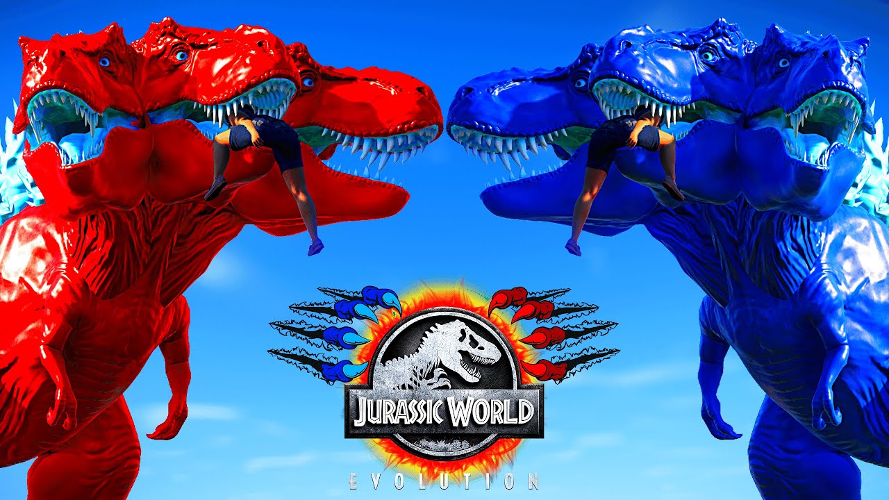 Blue Godzilla TREX and Mecha Godzilla is attacking the city in Jurassic ...