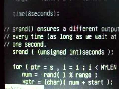 C Program generating random strings. - YouTube
