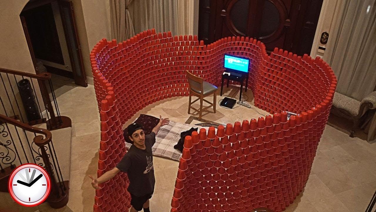 BUILDING A GIANT 10,000 RED CUP FORT!! (24 HOUR OVERNIGHT CHALLENGE ...