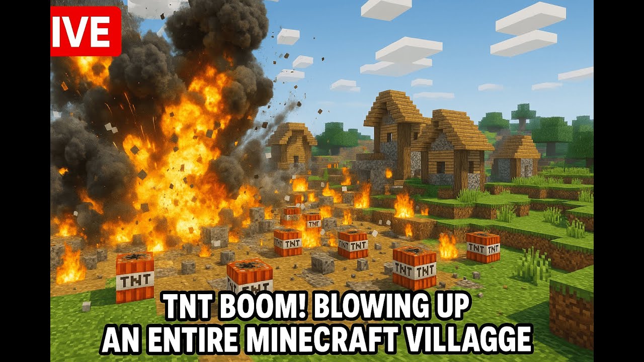 LIVE: TNT BOOM! Blowing Up an Entire Minecraft Village!" 💣🔥🏡 - YouTube
