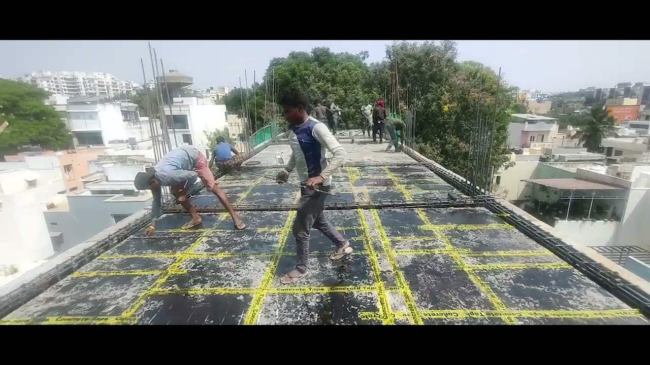 How to apply concrete tape before slab construction. Using concrete ...