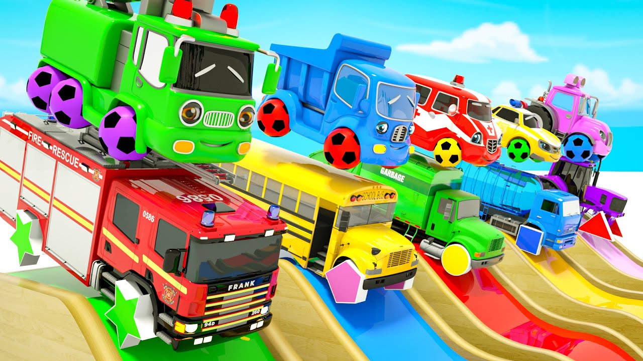 Ten In The Bed + Humpty Dumpty song- Fun of Cars with Soccer balls ...