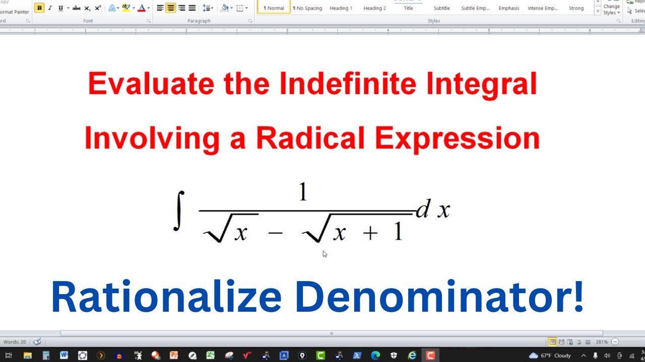 Evaluate the Indefinite Integral Involving a Radical Expression - YouTube