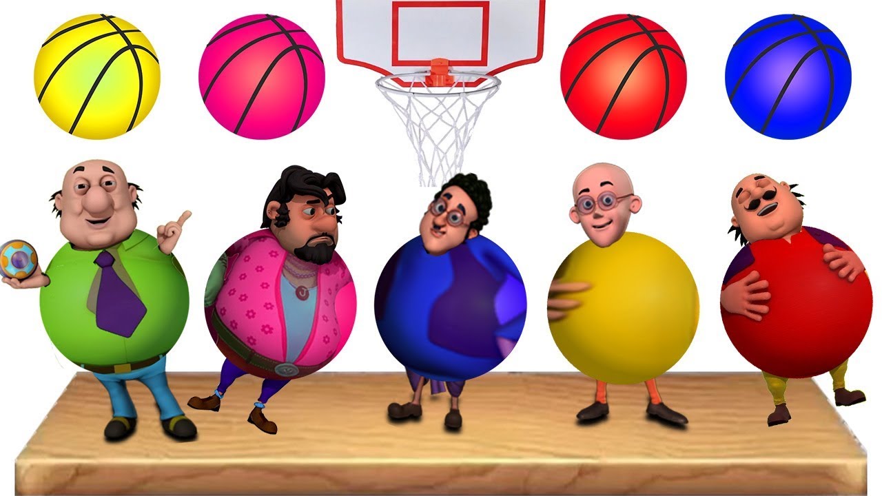 Learn Colors FAT Motu Patlu Ghasitaram With Basketball | Motu Patlu and ...