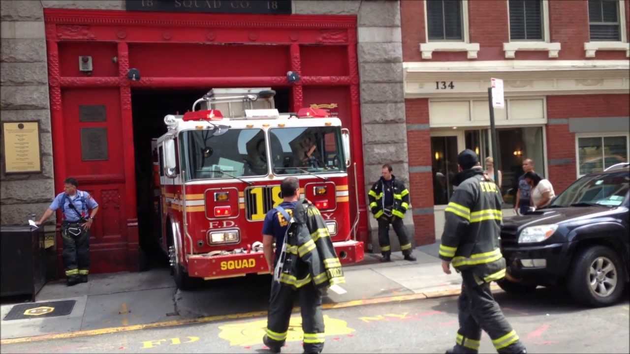 FDNY SQUAD 18 RETURNS TO IT'S FIREHOUSE ON W. 10TH ST. AFTER CALL IN ...