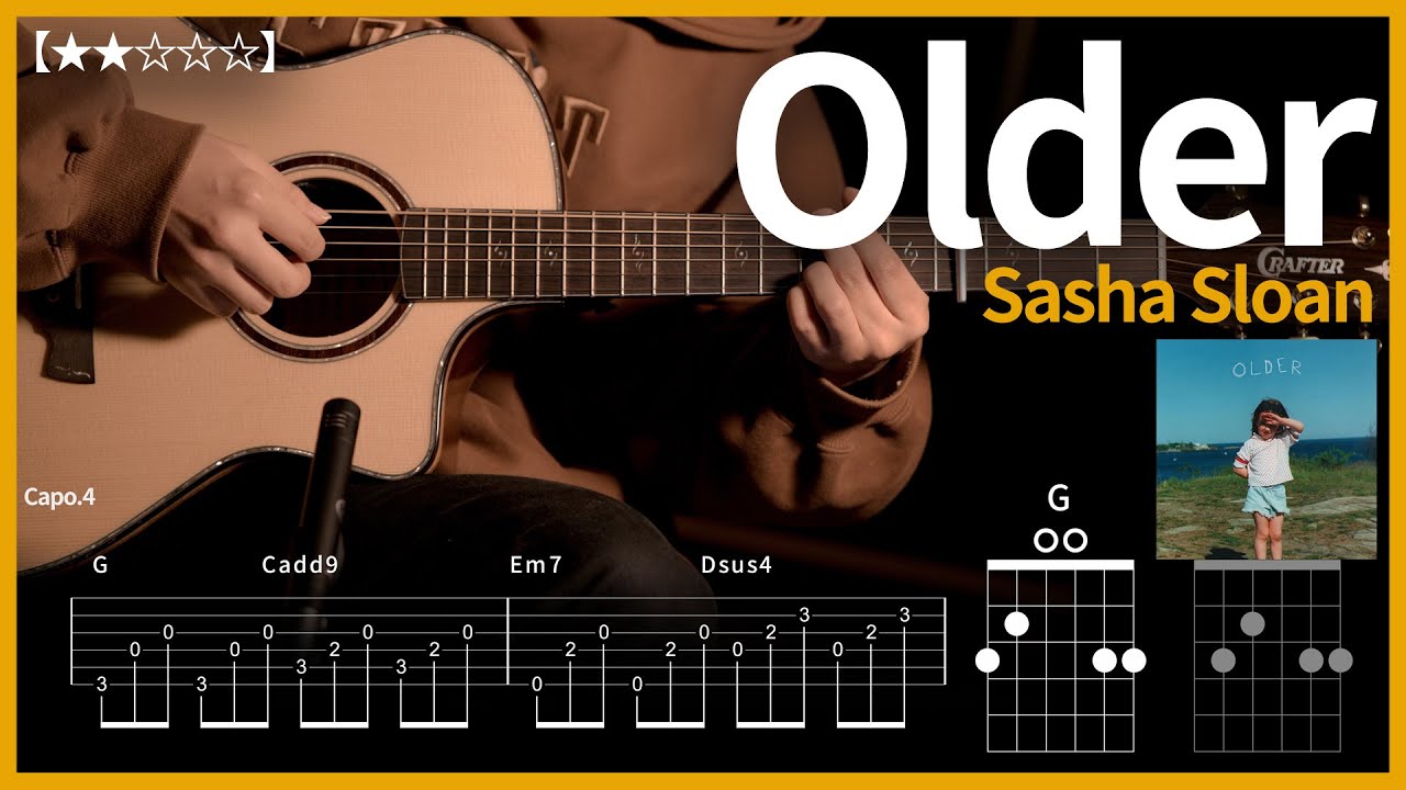 718.Sasha Sloan - Older 기타커버【★★☆☆☆】 | Guitar tutorial |ギター 弾いてみた 【TAB譜】 - YouTube