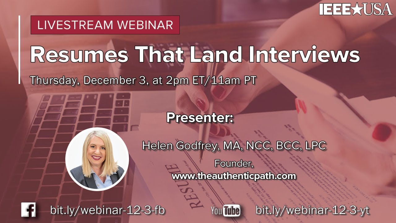 Webinar: Resumes That Land Interviews - 3 December 2020 - YouTube
