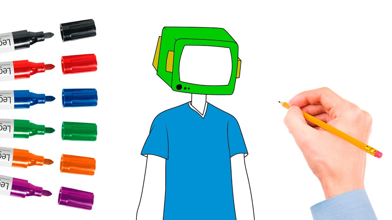 Easy drawing. How to draw a TV Man. - YouTube