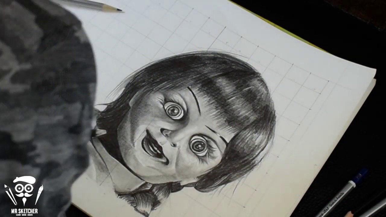 Drawing Annabelle Doll😱 | Time lapse - YouTube