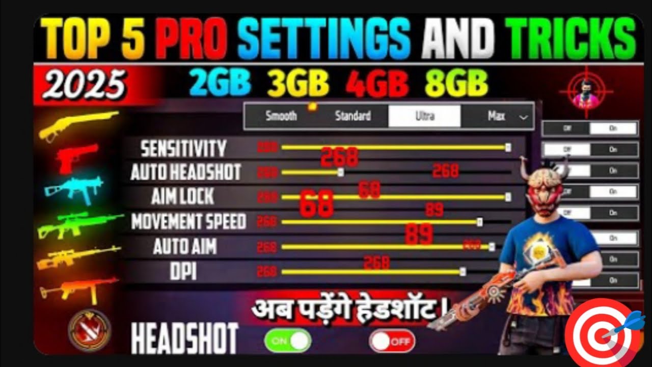 Free Fire Auto Headshot Trick 2025 Sensitivity | 2gb, 4gb, 6gb Ram ...