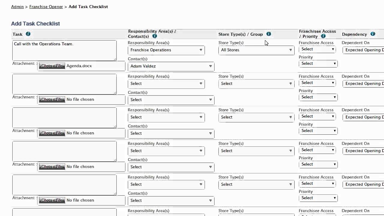 Learn how to add a Master Checklist in the Franchise Opener Module ...