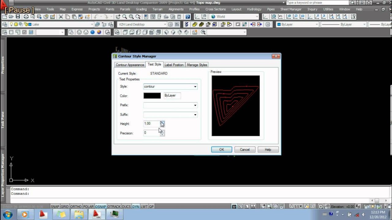 AutoCAD Land Desktop 10 Changing text height of contour label - YouTube