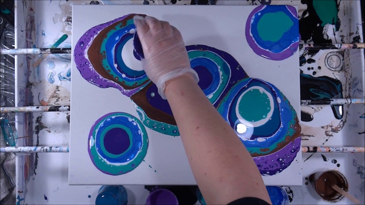 Acrylic Pouring Leftover Paint Puddle Pour turned into a Swipe (115 ...