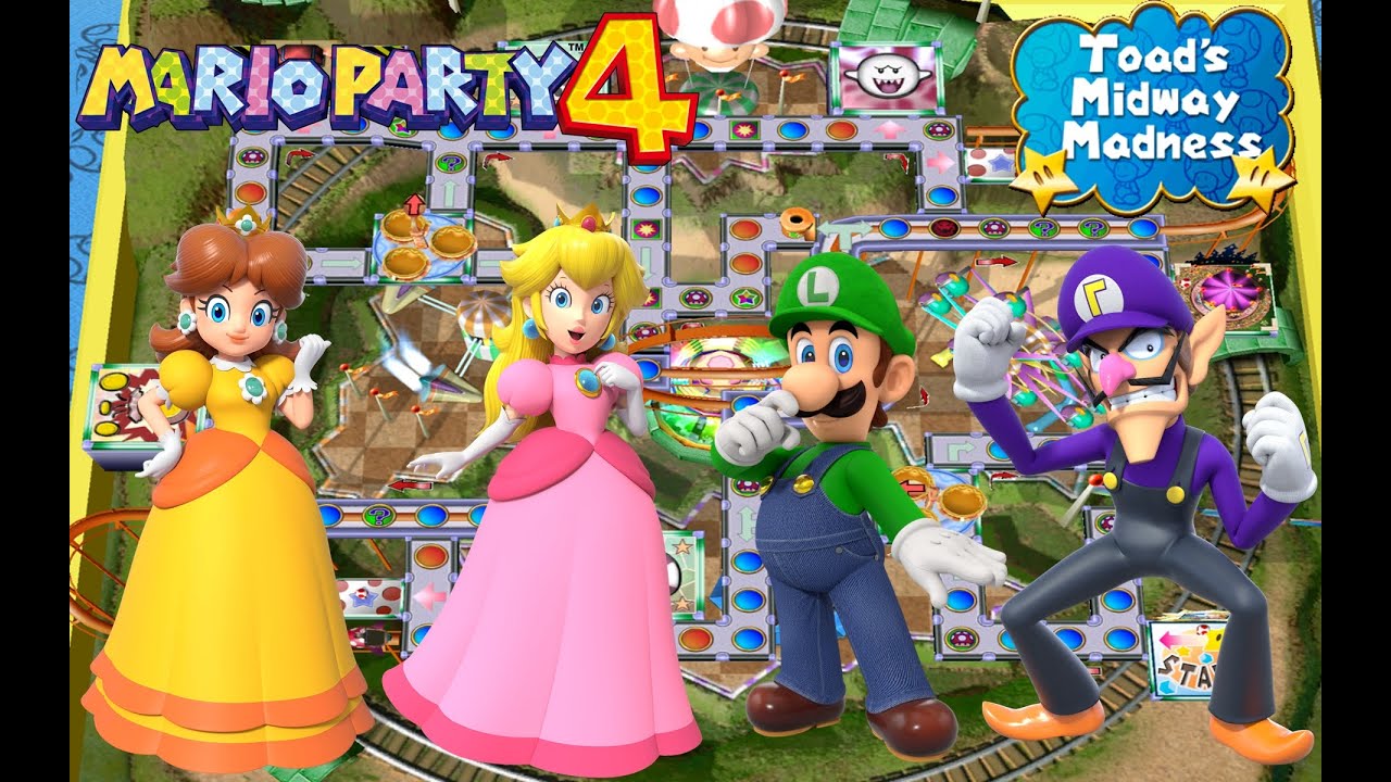 Mario Party 4 - Daisy vs Peach vs Luigi vs Waluigi - Toad's Midway ...