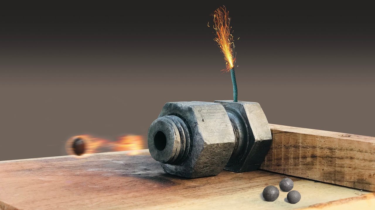 Powerful Mini Cannon From Bolt and Nut , बोल्ट से पॉवरफुल तोप बनाई ...