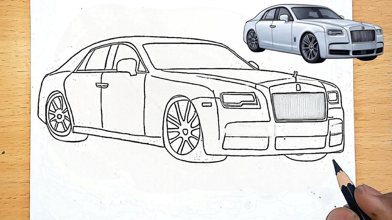 Drawing Rolls Royce Ghost - (Easy & Realistic) - YouTube