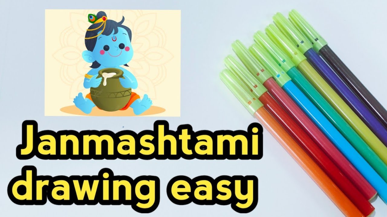 Janmashtami Drawing easy || How to draw lord Krishna || Janmashtami ...