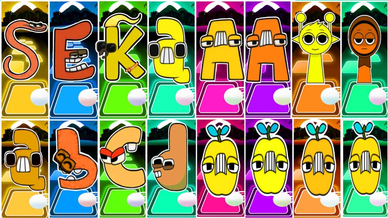 Yellow Alphabet Lore Megamix Tiles Hop With All Rainbow Colour 🆚 ...