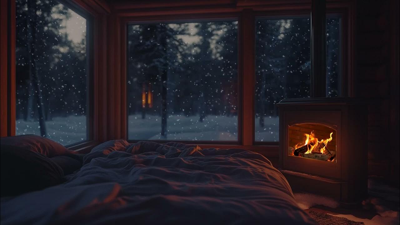 Relax with Fire & Blizzard Sounds | Peaceful Winter Winds for Sleep and Focus - YouTube