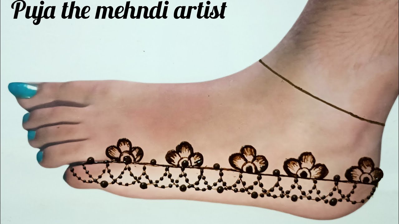Simple border feet mehndi design/pairon ki mehandi/pero ki mehandi ...