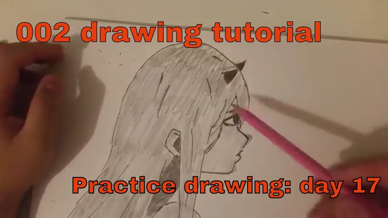 Practice drawing: Day 17- zero-two side drawing turtorial (slow) - YouTube