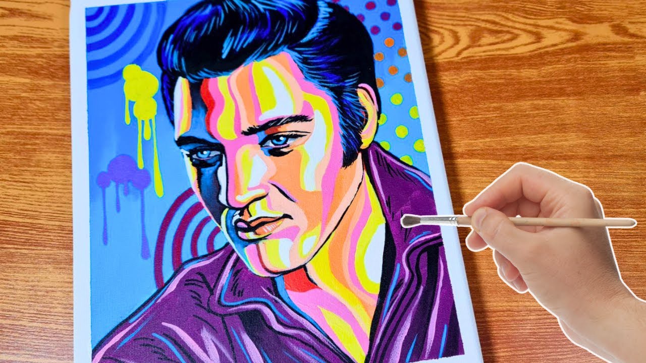 How to Draw a POP ART Elvis Presley Portrait I Acrylic Painting for ...