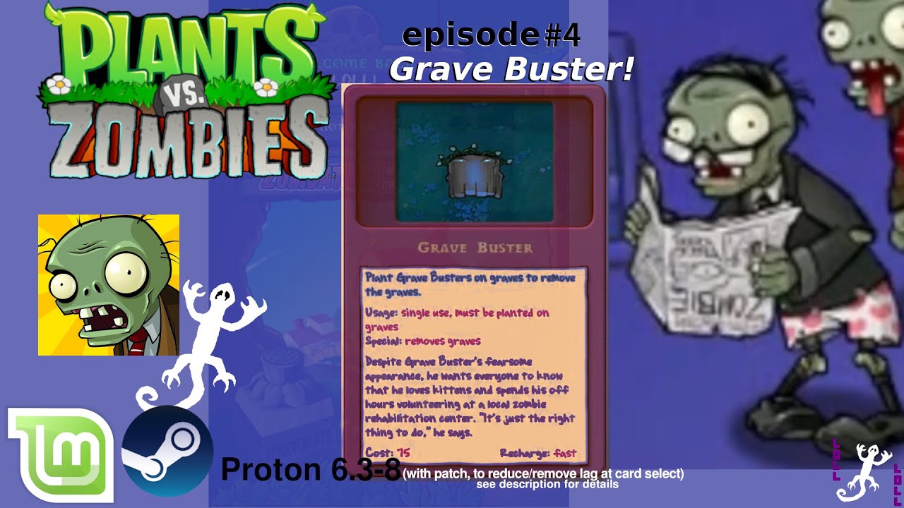 PvZ E4 | Grave Buster! | Plants vs Zombies on Linux - YouTube