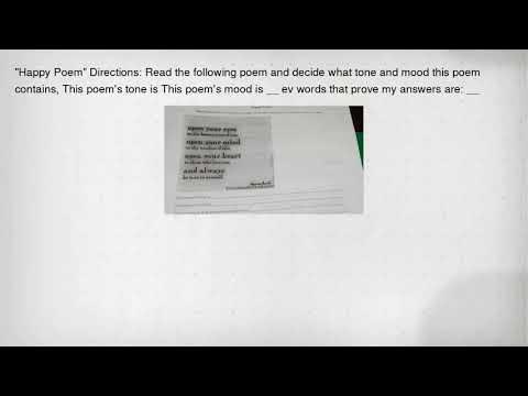"Happy Poem" Directions: Read the following poem and decide what tone ...