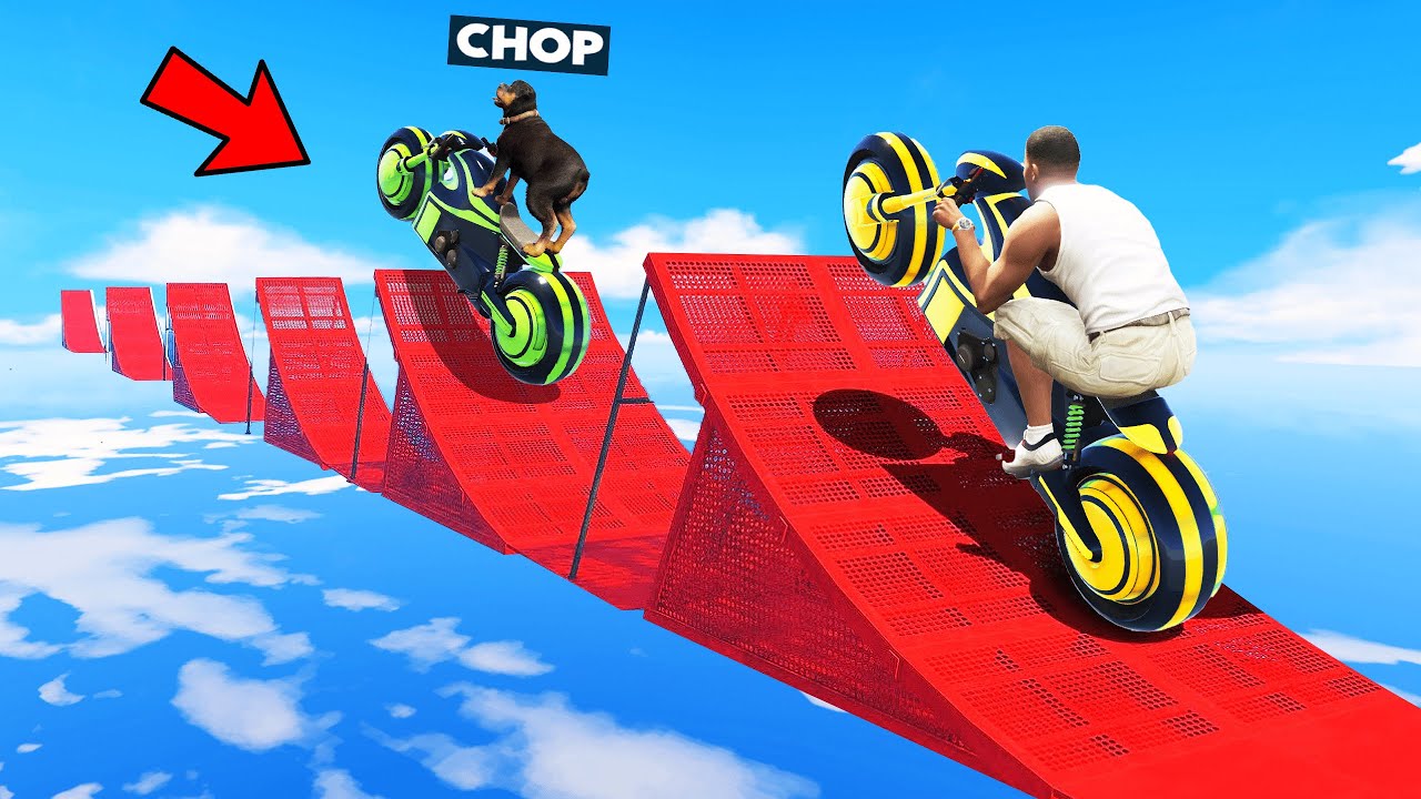 GTA 5 CHOP AND FROSTY PLAY MULTIPLE RAMP PARKOUR - YouTube