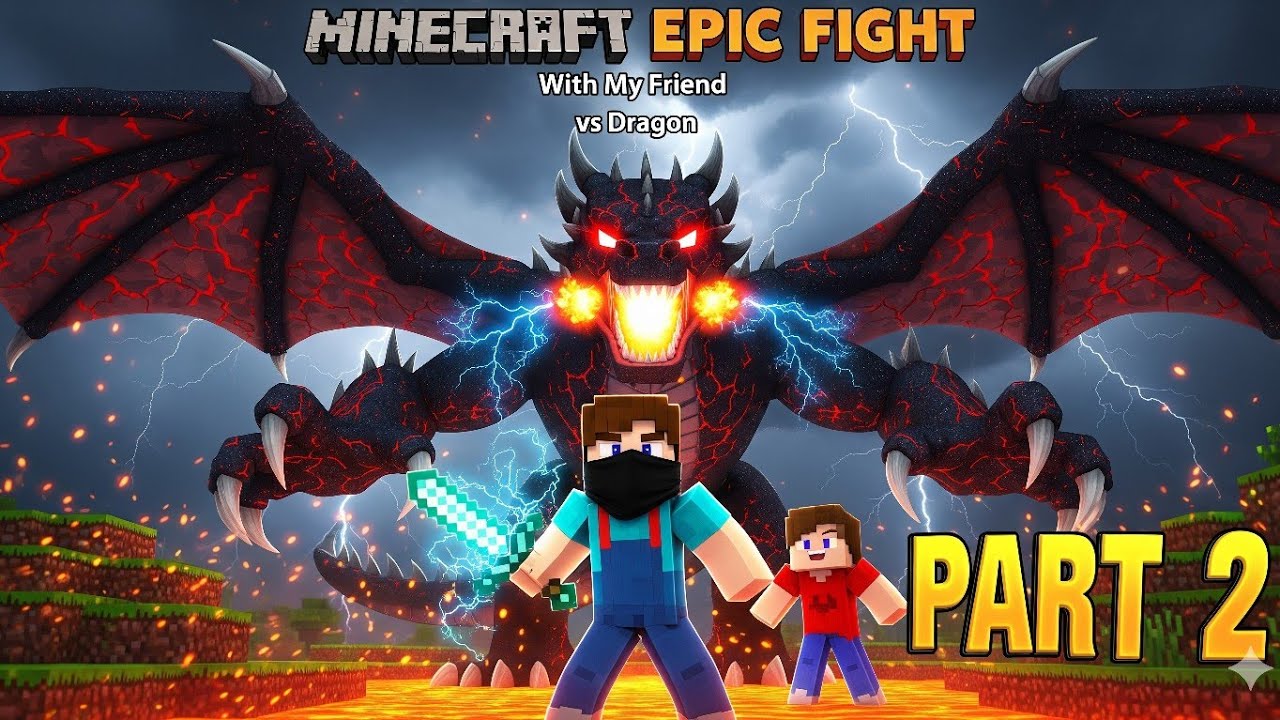 MINECRAFT EPIC FIGHT: ME & MY FRIEND VS DRAGON PART 2 - YouTube