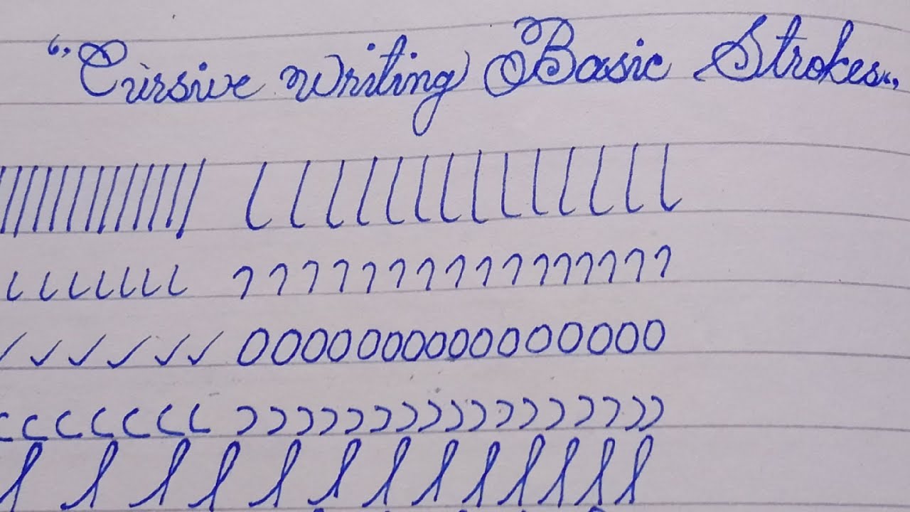 Cursive writing basic strokes for beginners. - YouTube