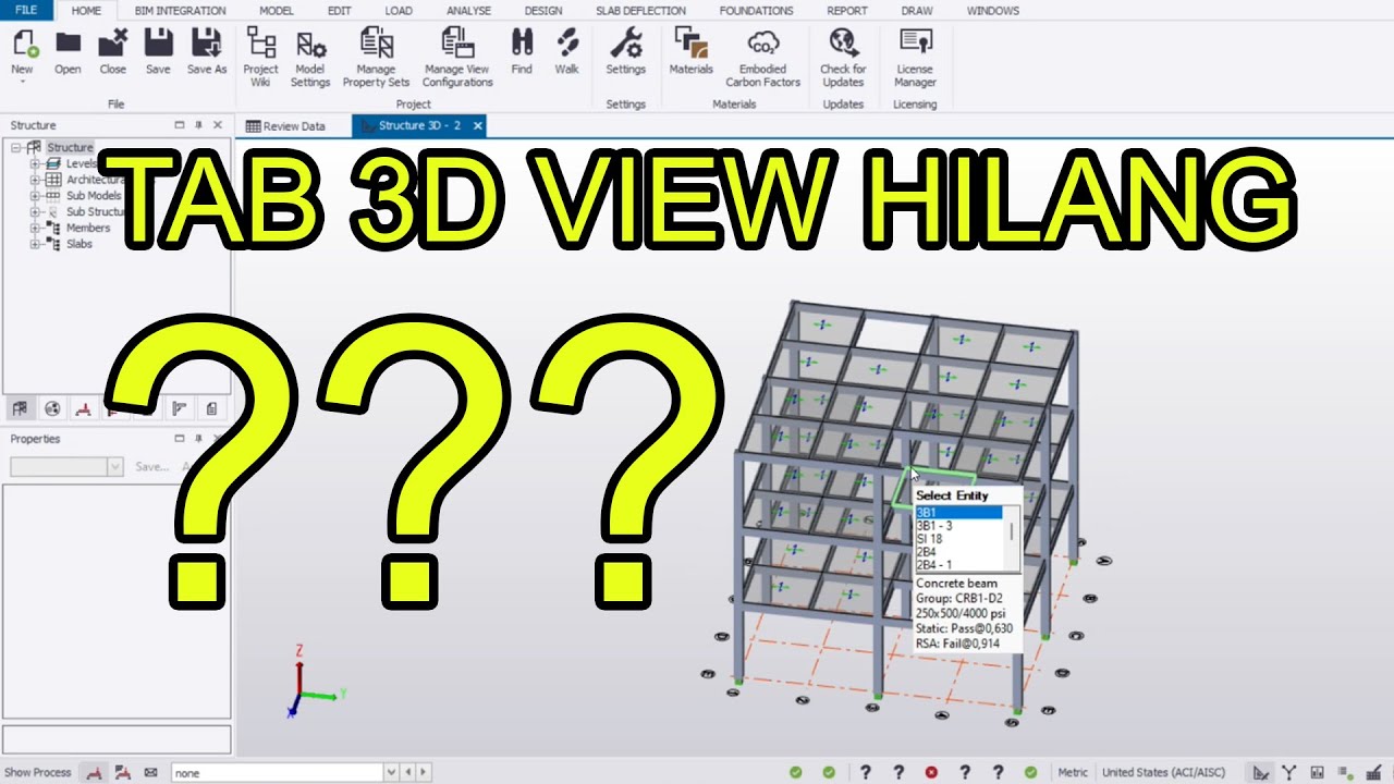 Tutorial Tekla Structural Designer : Tab 3D View yang Hilang - YouTube