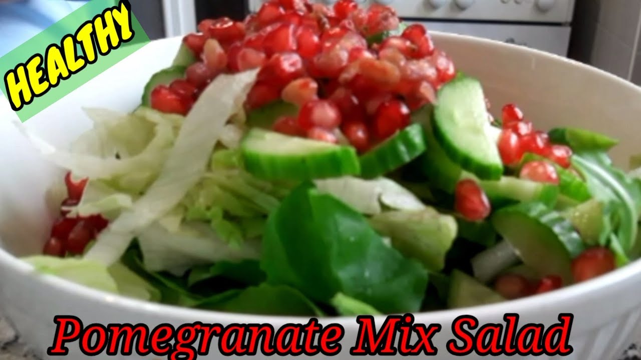 Pomegranate Salad Combined with Lettuce,Cucumber,Rocca, Apple and ...