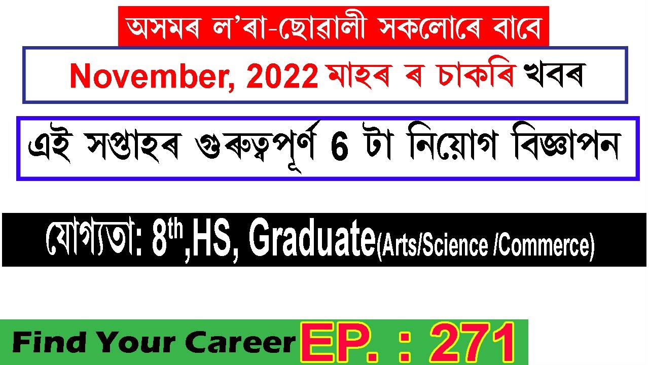 Assam JOB News Episode 271 || Latest Assam Job Notifications 2022 - YouTube