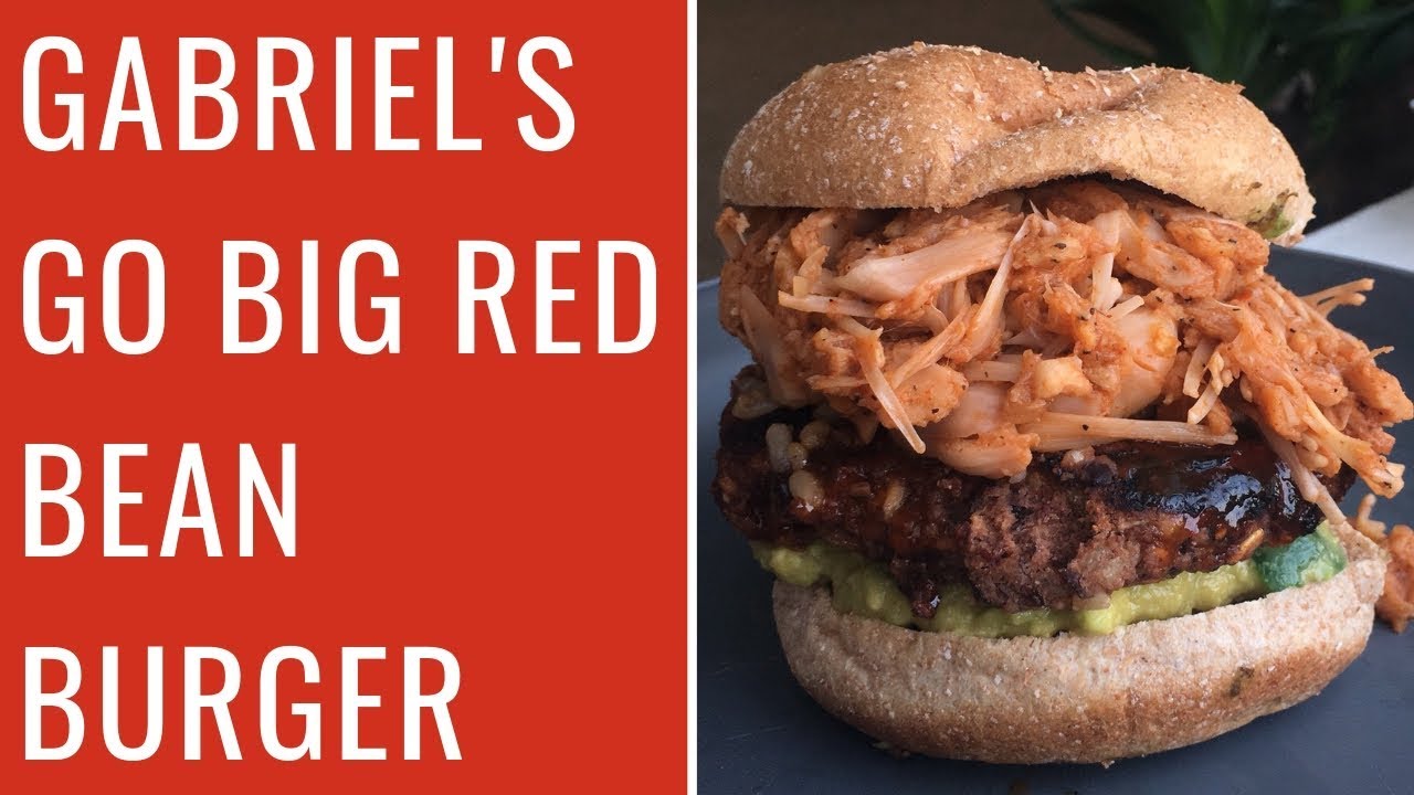 Gabriel's "Go Big Red" Bean Burger (Vegan, WFPB) - YouTube