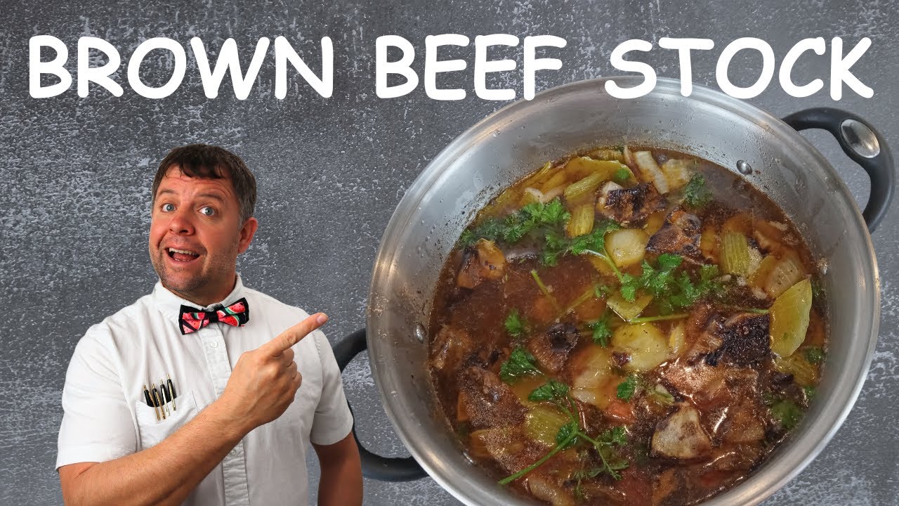 Chef Prepares Brown Beef Stock (Bone Broth) - YouTube