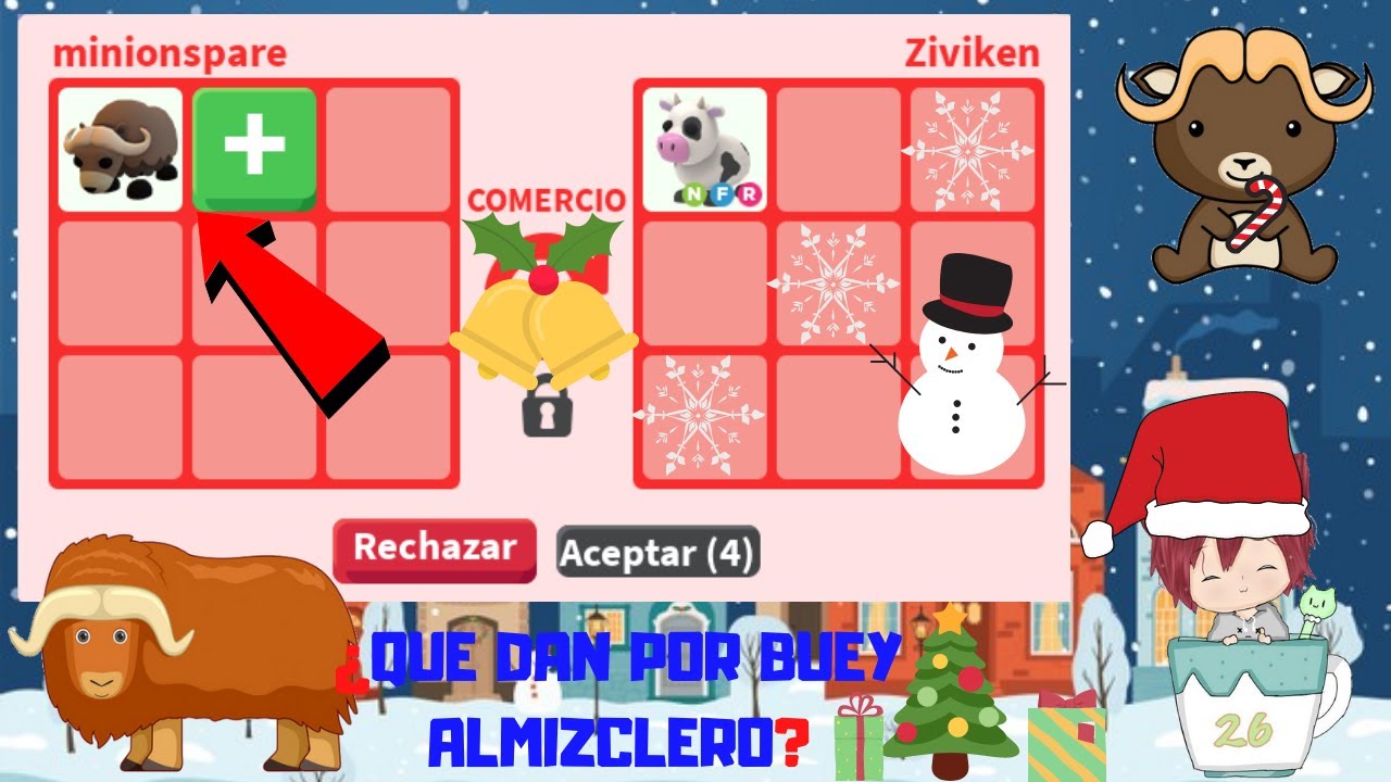 ¿QUE DAN POR BUEY ALMIZCLERO?/🐂🐂🎄/TRADES/ADOPT ME/ROBLOX/#Mael26 - YouTube