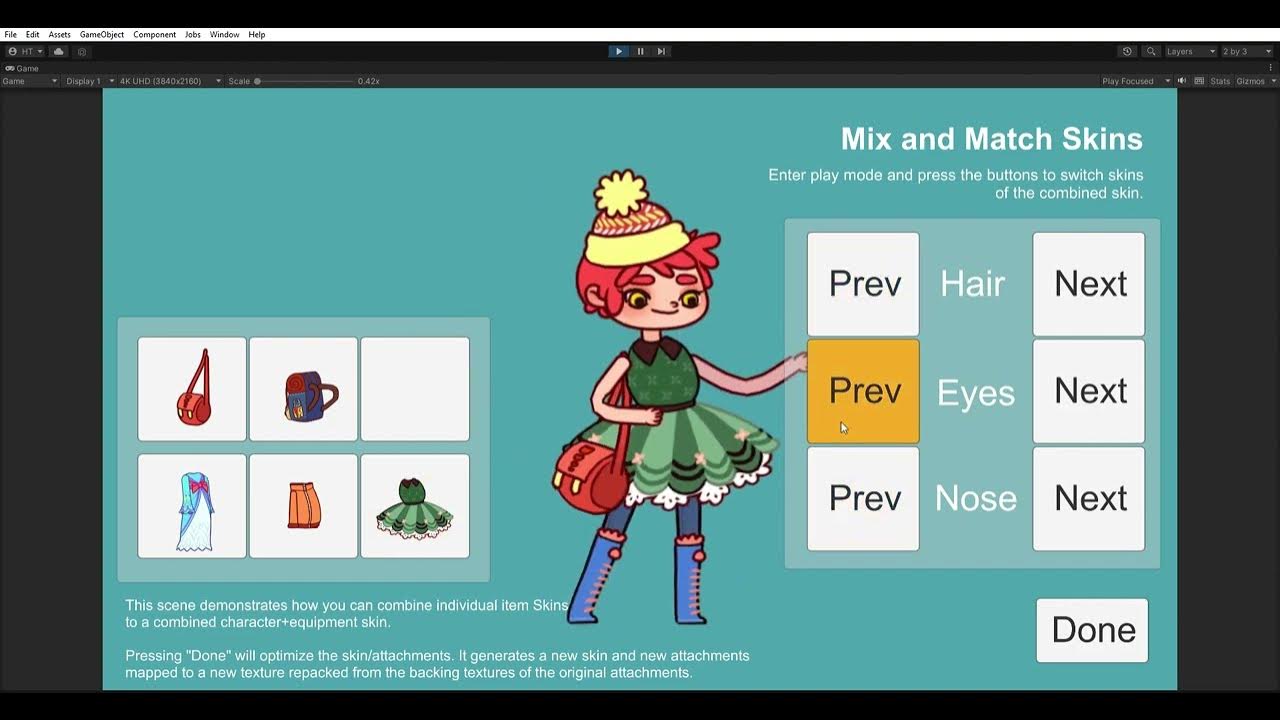 Spine Unity - Mix and Match Skins Game - YouTube