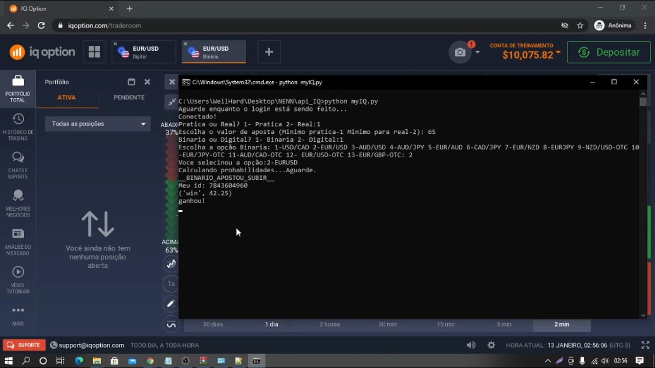 ROBÔ PELO HUMOR TRADER - API IQ OPTION em PYTHON - YouTube