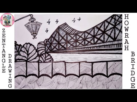 Howrah Bridge Scenery | Zentangle Art | Drawing Tutorial Video | How To ...
