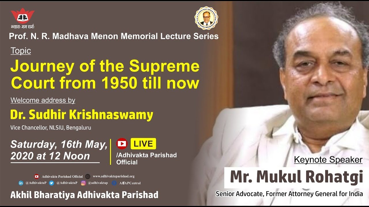 Journey of the Supreme Court from 1950 till now" by Mr. Mukul Rohatgi ...