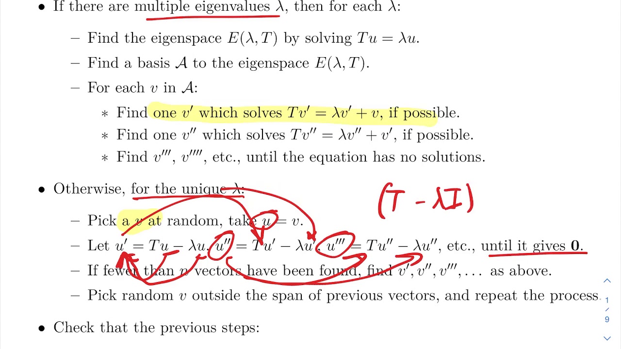 Quick and Dirty Method to find a Jordan basis (single eigenvalue) - YouTube