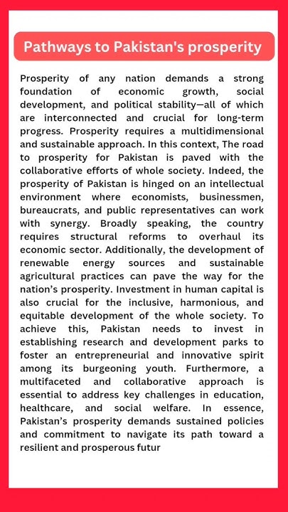 Css 2024 Essay Pathways To Pakistan Prosperity Cssessay Englishessay Pms Css2024 Paper