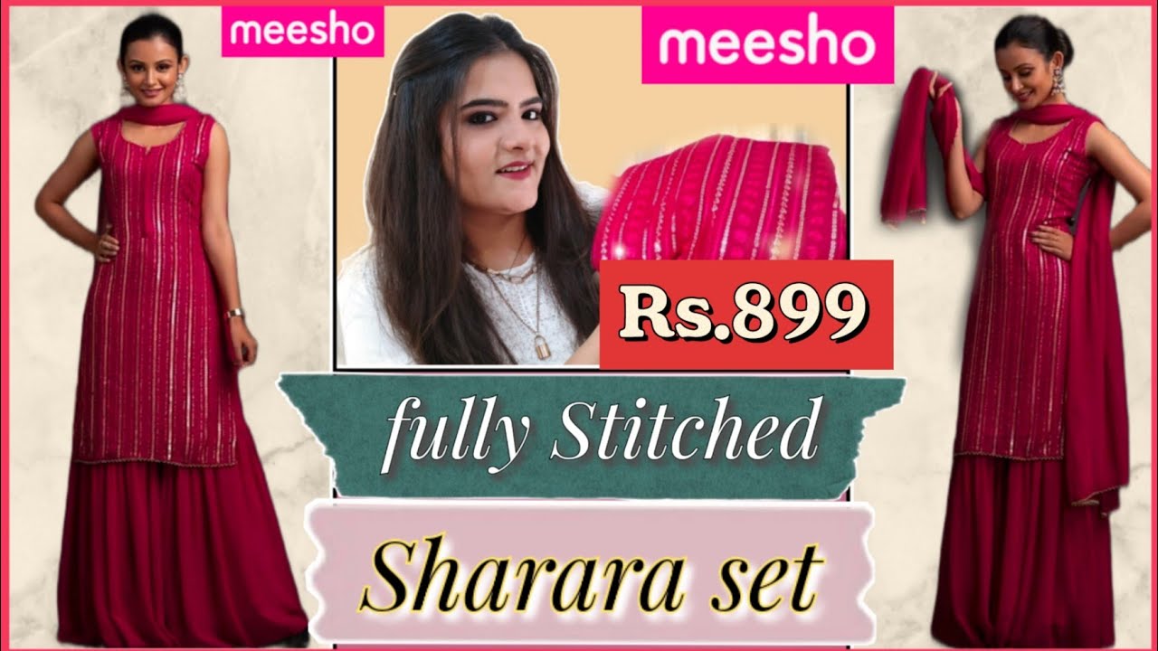 Meesho Sharara set haul celebrity style under 1000 pink sharara set for ...