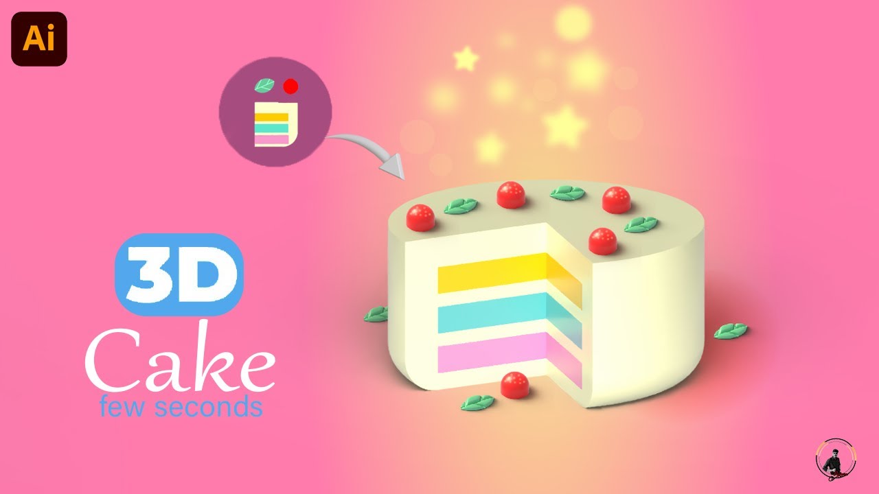 HOW TO MAKE 3D CAKE FEW SECONDS IN ILLUSTRATOR 🎂 - YouTube