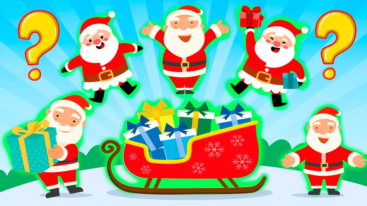 Five Little Santas Jumping On The Sleigh | Christmas Song - YouTube