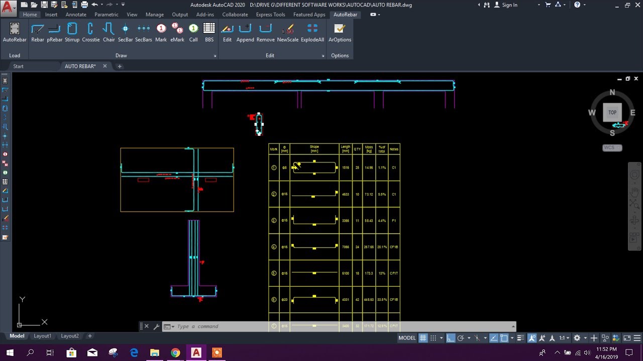 AUTOCAD 2020 - Working with AutoRebar - YouTube